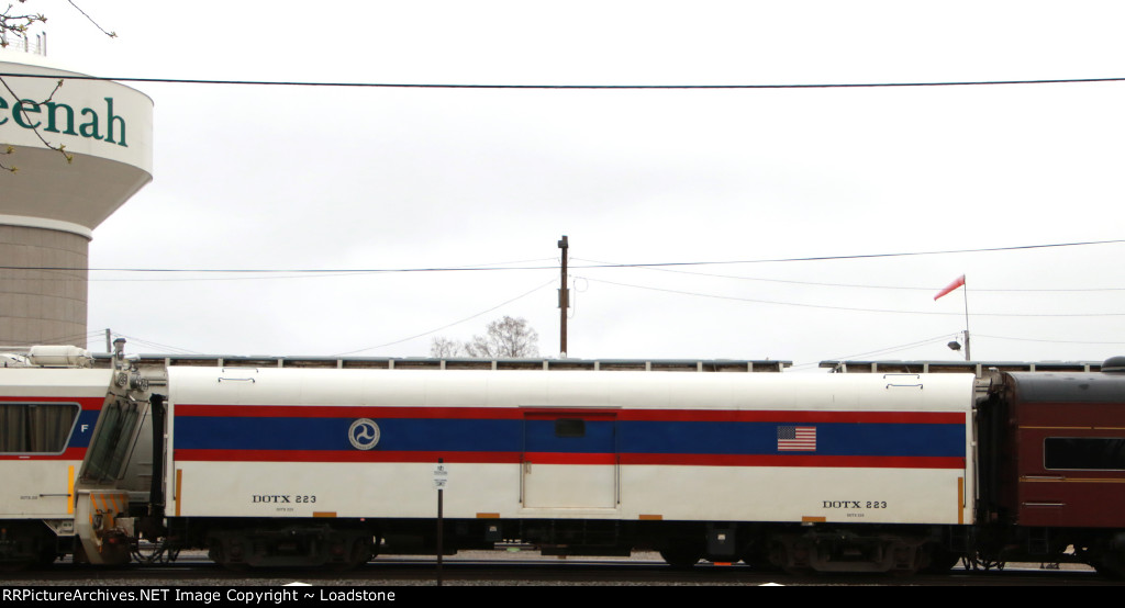 DOTX 223 (ex-DRCX 1360, exx-AMTK 1360, nee-USAX 89630) StLCCo. streamlined generator car rblt ...